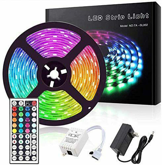 5M RGB 5050 Waterproof LED Strip light SMD 44 Key Remote 12V US Power ...