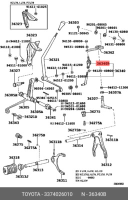 Original end assy, power take-off shift rod, 3374026010 for TOYOTA ...