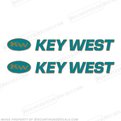 Fits Key West Boat Decals (Set of 2) - Teal/Gold | eBay