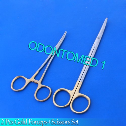 2 PCS GOLD HANDLE SUTURE KIT MOSQUITO CVD +METZENBAUM SCISSORS 7" CVD ...