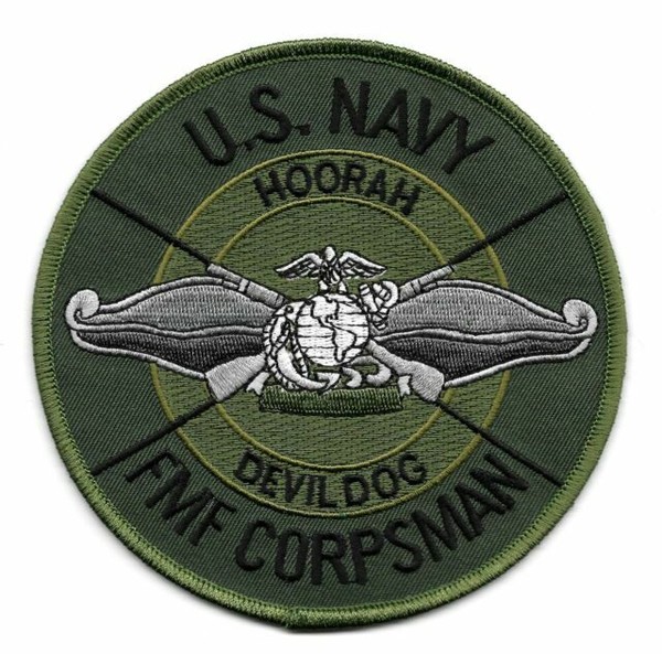 USMC FMF Corpsman Devil Dog US Navy Hoorah Military Patch - Marine ...