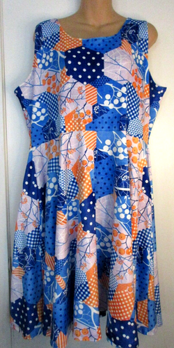PATTY CANDY WOMENS DRESS SZ 4XL FUN PATCHWORK PRINT COTTON BLEND ...