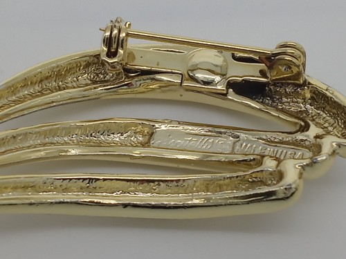 Piscitelli Brooch Pin MCM Modernist Waves Gold Tone Metal Retro Vintage ...