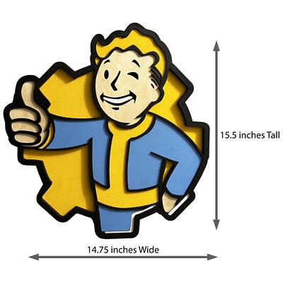 Fallout Vault Boy Wooden Sign Wall Art Fallout Video Game Art Big Ebay