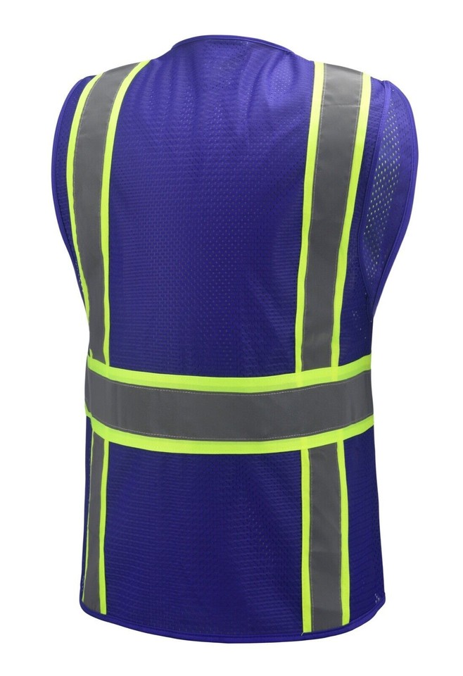 PURPLE REFLECTIVE MESH SAFETY VEST w/ POCKETS 2 TONE SURVEYOR HIGH ...
