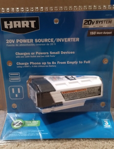 HART 20-V POWER SOURCE / INVERTER 150W TOOL ONLY USB Charge Smartphone ...