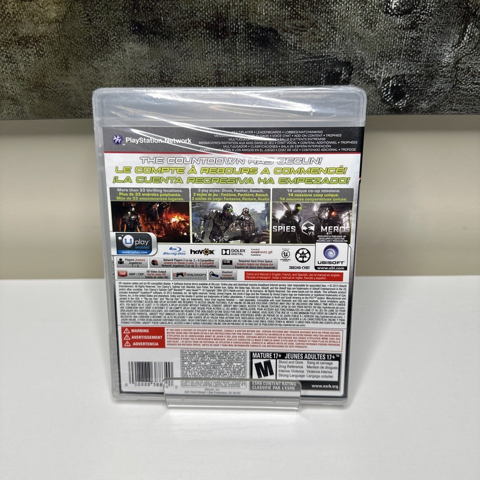 Tom Clancy's Splinter Cell Blacklist (Sony PlayStation 3 / PS3) NEW ...