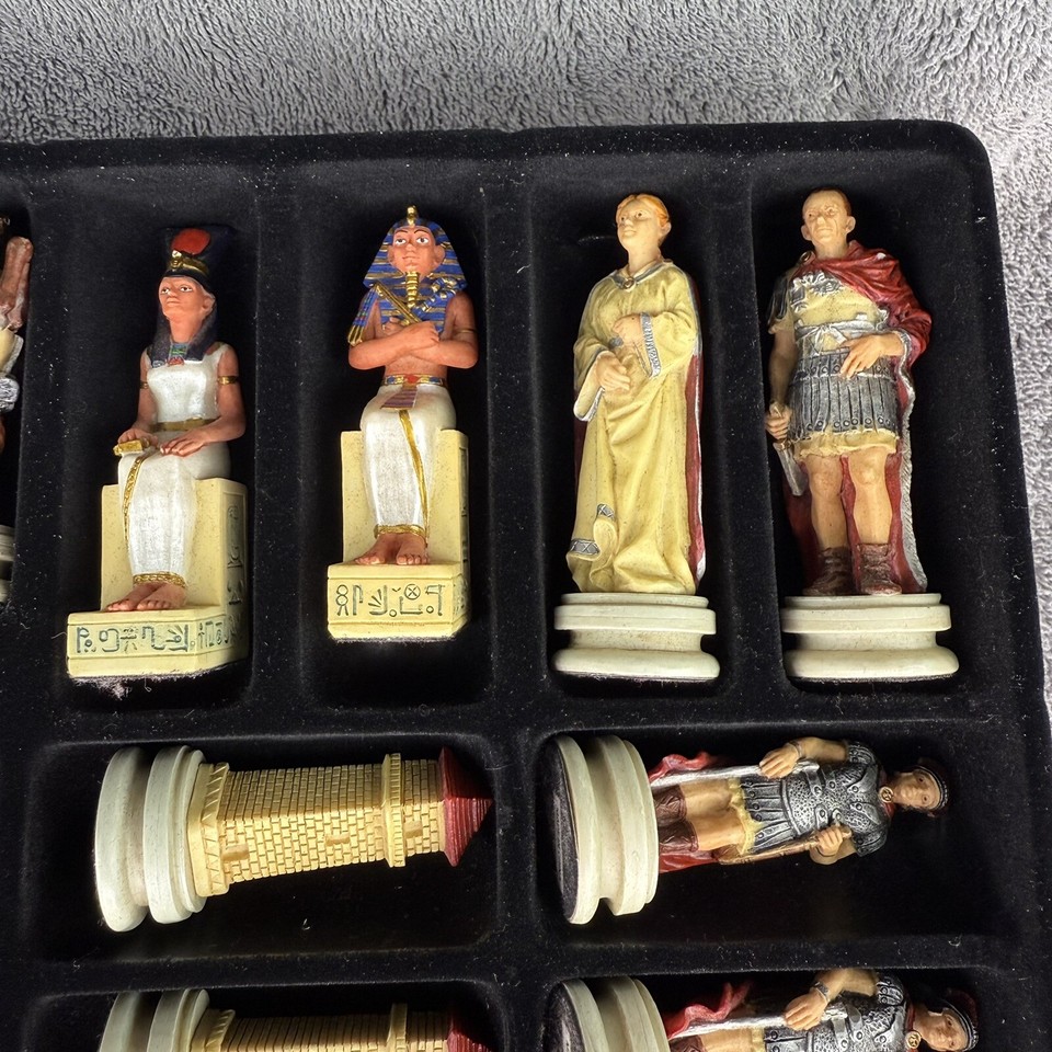 The Chessmen Hand Painted Egyptian vs. Romans Chess Set Figures Pieces ...
