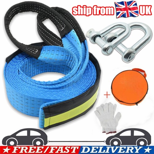 8T 5M Tow Rope Heavy Duty Towing Pull Strap Road Recovery Chain Hooks ...