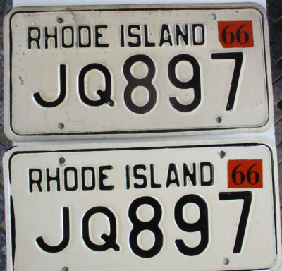 Vintage 1966 sticker Rhode License plate JQ 897 pair | eBay