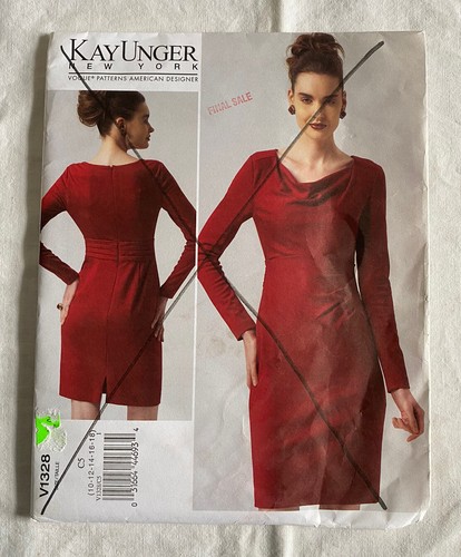 Dress drape side Kay Unger Vogue 1328 pattern sizes 10-18 UNCUT ...