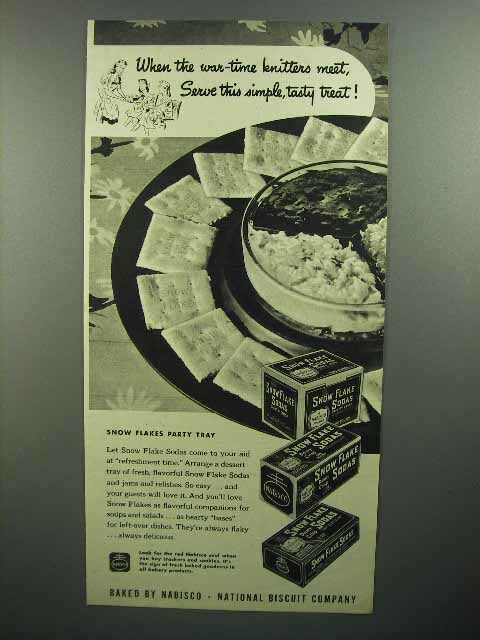 1944 Nabisco Snow Flake Sodas Crackers Ad - Knitters | eBay