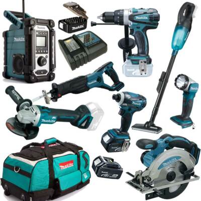 Makita Akku Staubsauger DCL180 Combo Kit - Set mit DMR107 DGA511 DHP458 ...