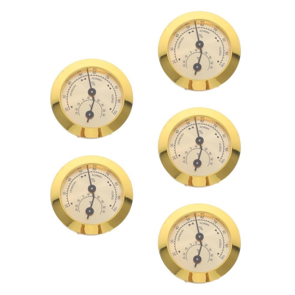 5 Count Cigar Analog Hygrometer Humidity Thermometer Round Humidor | eBay