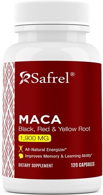 Safrel Organic Maca Root Black, Red, Yellow 1900 MG per Serving - 120 ...