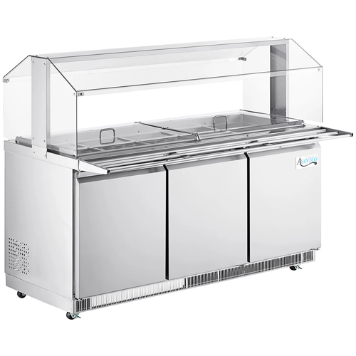72" Refrigerated Salad Bar /Cold Food Table -Sneeze Guard, Pan Cover ...