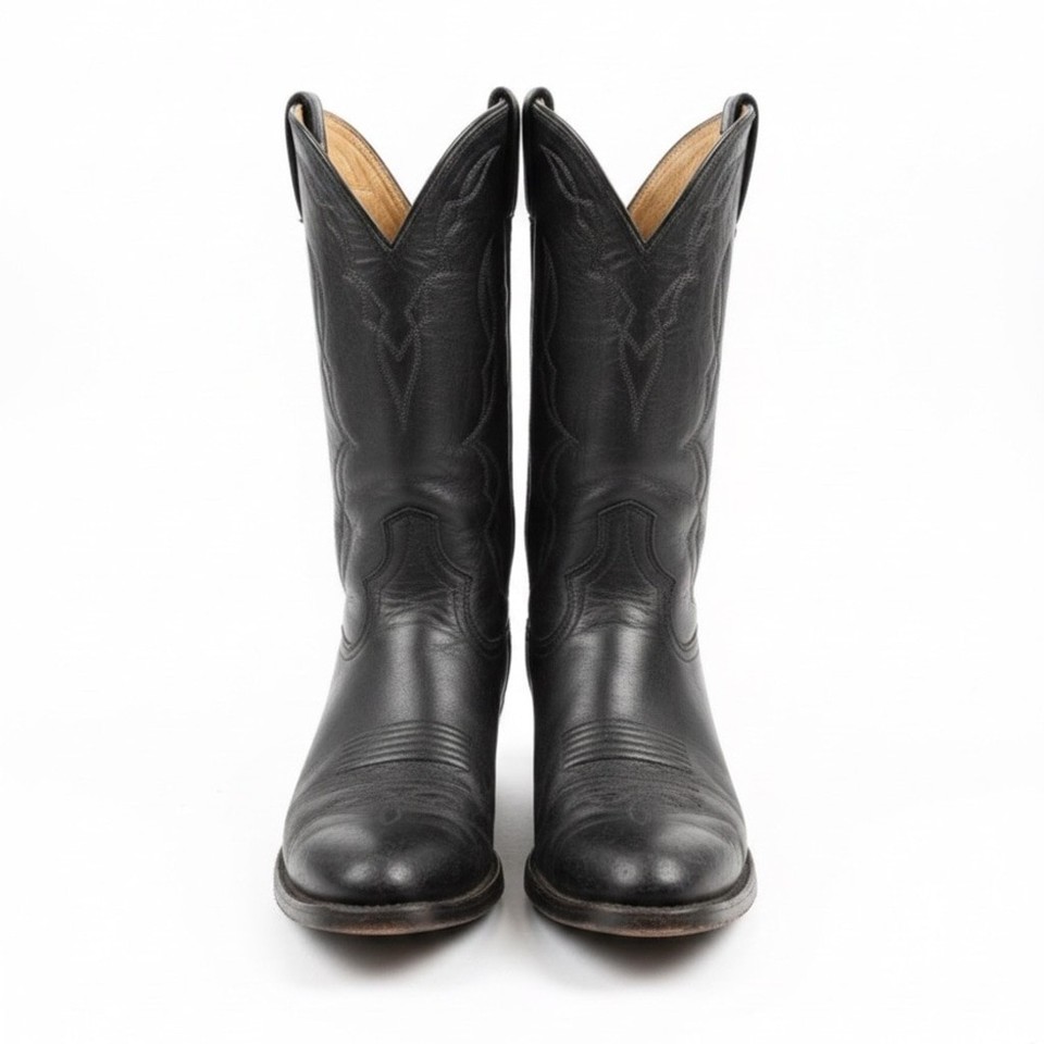 Dan Post Men's Black Elk Leather Cowboy Western Boots Size 11 D Style ...