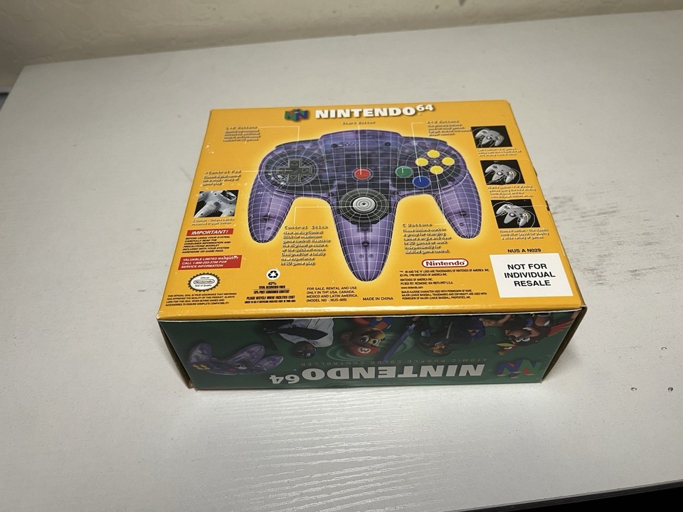 Nintendo 64 Atomic Purple Controller - Complete In Box - Tested/Works ...