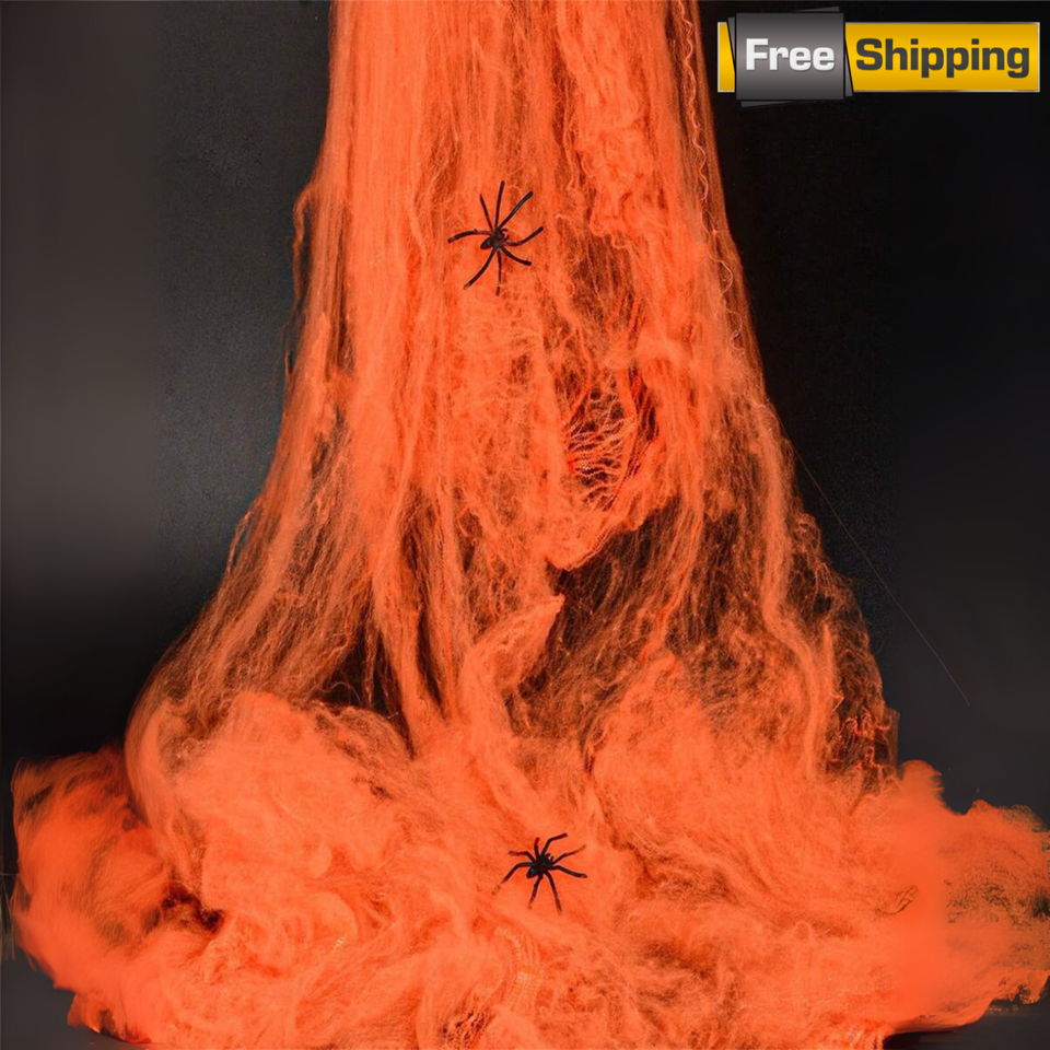 Spider Webs Halloween Decorations Bonus with Fake Spiders Super Stretch ...
