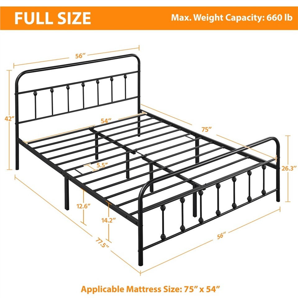 Metal Bed Frame Twin/Full/Queen/King Mattress Foundation Storage High ...