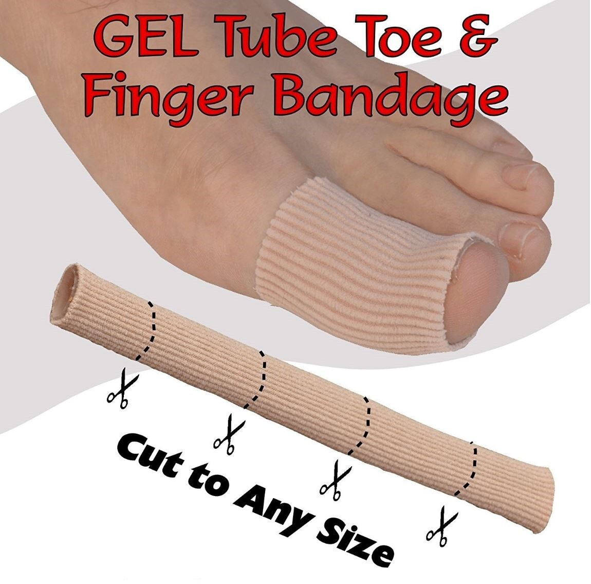 Fabric Gel Tube Bandage Finger & Toe Protectors Foot Feet Pain Relief ...