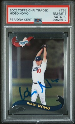Hideo Nomo Signed 2002 Topps CHROME Traded Auto Card #T76 Autographed ...