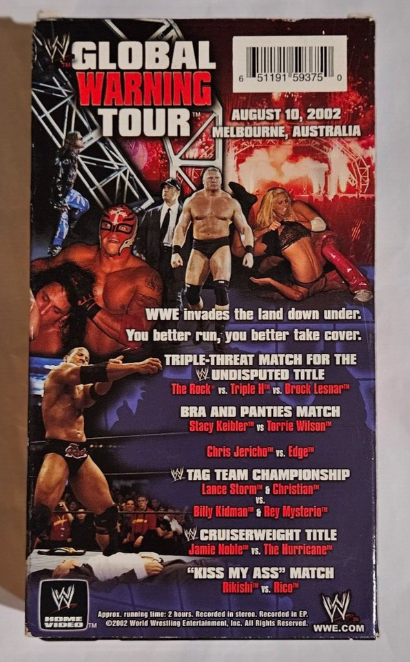 wwf wwe GLOBAL WARNING TOUR MELBOURNE brock lesnar / stacy keibler VHS ...