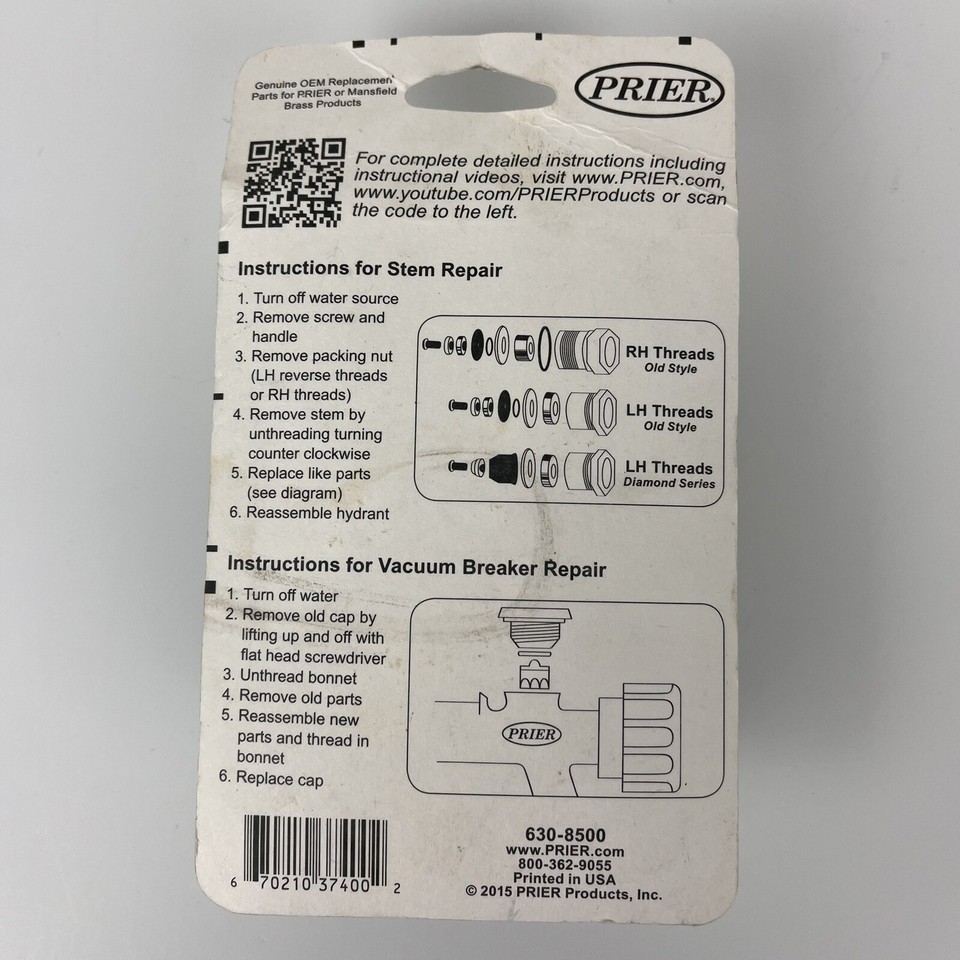 Prier Complete Wall Hydrant Repair Kit 630-8500 New in Box | eBay