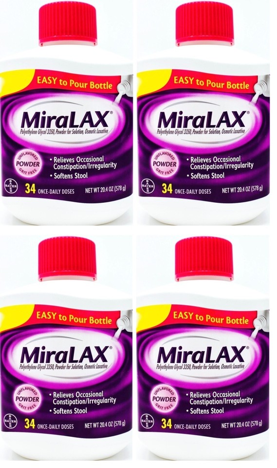 MiraLAX Powder Laxative Polyethylene Glycol Stool Softener Unflavored ...