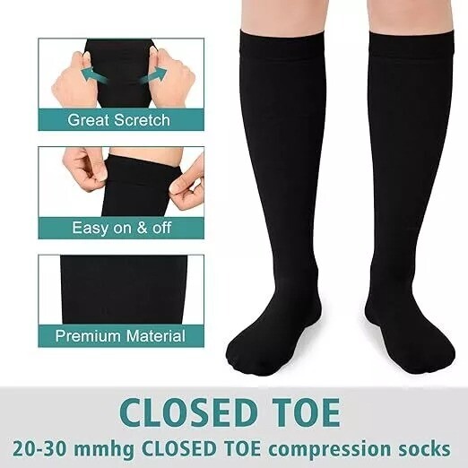 Medical Grade Knee Support Stockings Compression Socks Closed/Open Toe ...