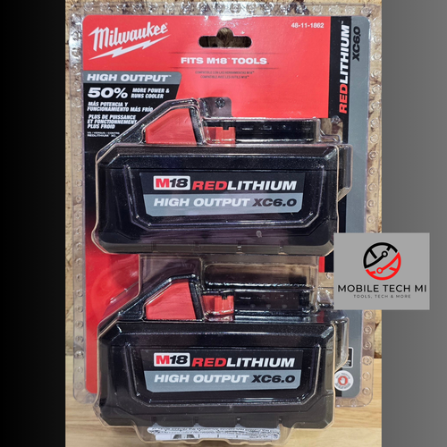 Genuine Milwaukee M18 2 Pack XC6.0 HIGH OUTPUT 6.0 Ah Battery OEM 48-11 ...