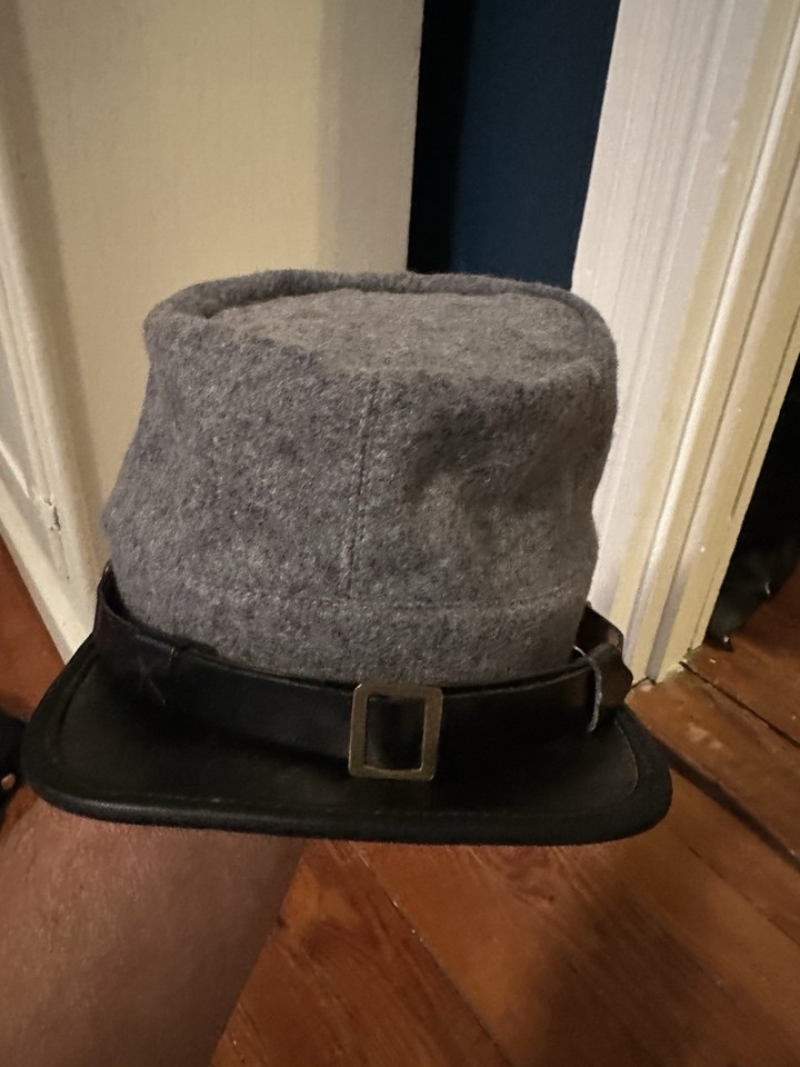 Civil War Confederate Wool Kepi Hat with Leather Brim | eBay