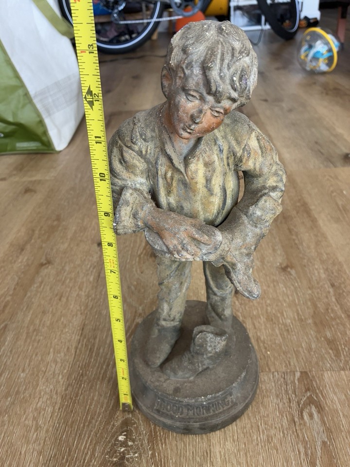 ANTIQUE BRADLEY HUBBARD B&H GOOD MORNING SHOESHINE BOY METAL SCULPTURE ...