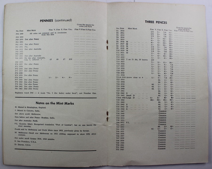 Historic Booklet 1965 Australian Coin Chart 6th Edition, March 1964 ...