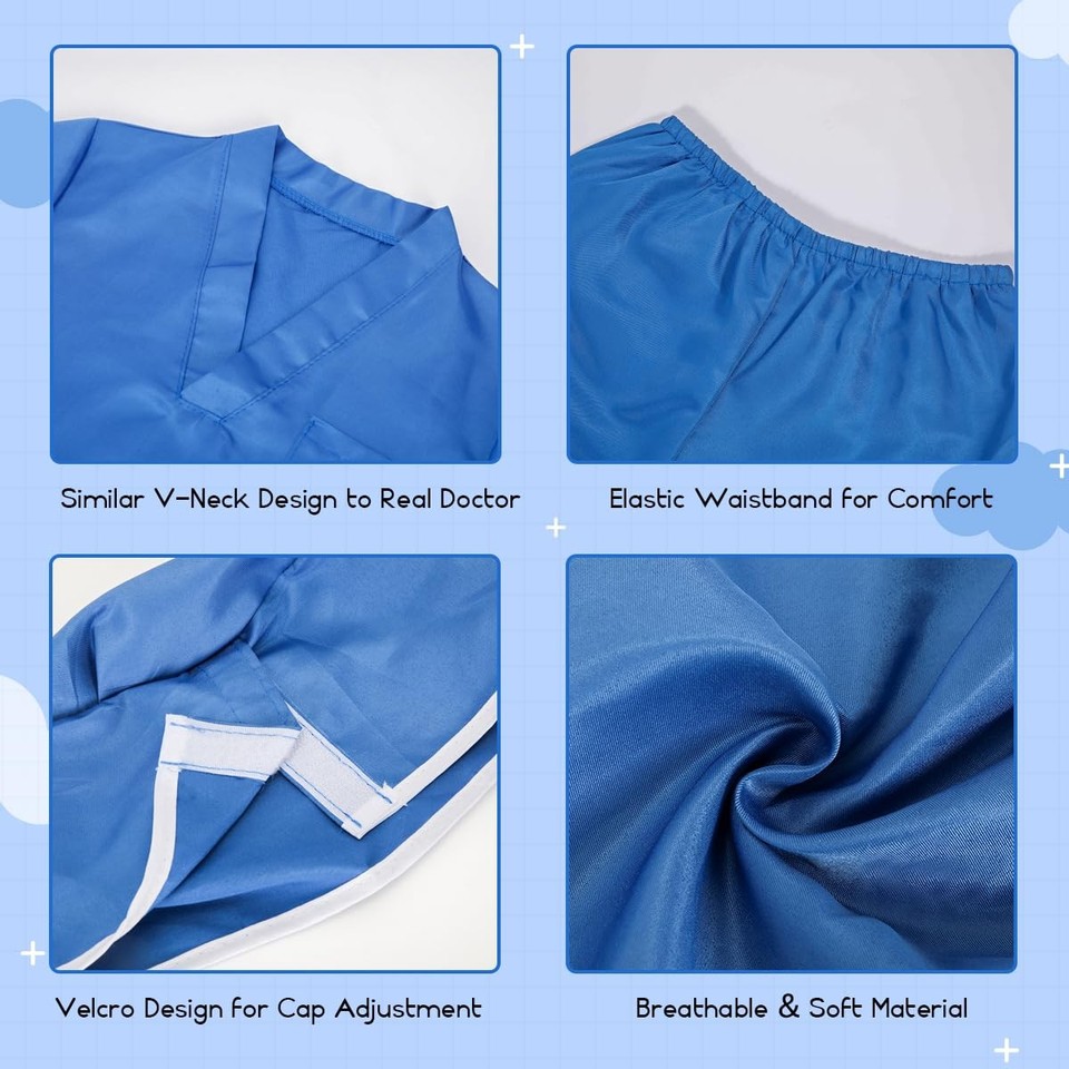 Kids Doctor Costume with Scrubs, Lab Coat Carry Bag – Role Play Outfit ...