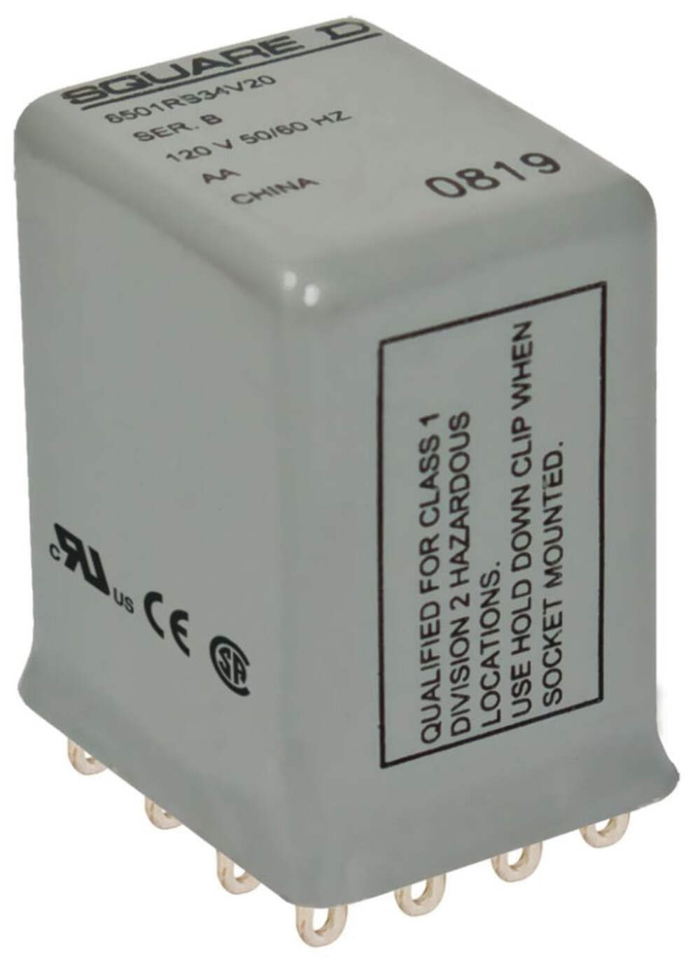 8501RS34V14 Square D Co Type R Plug-in Relay 4PDT 5A 240VAC 24VAC Coil ...