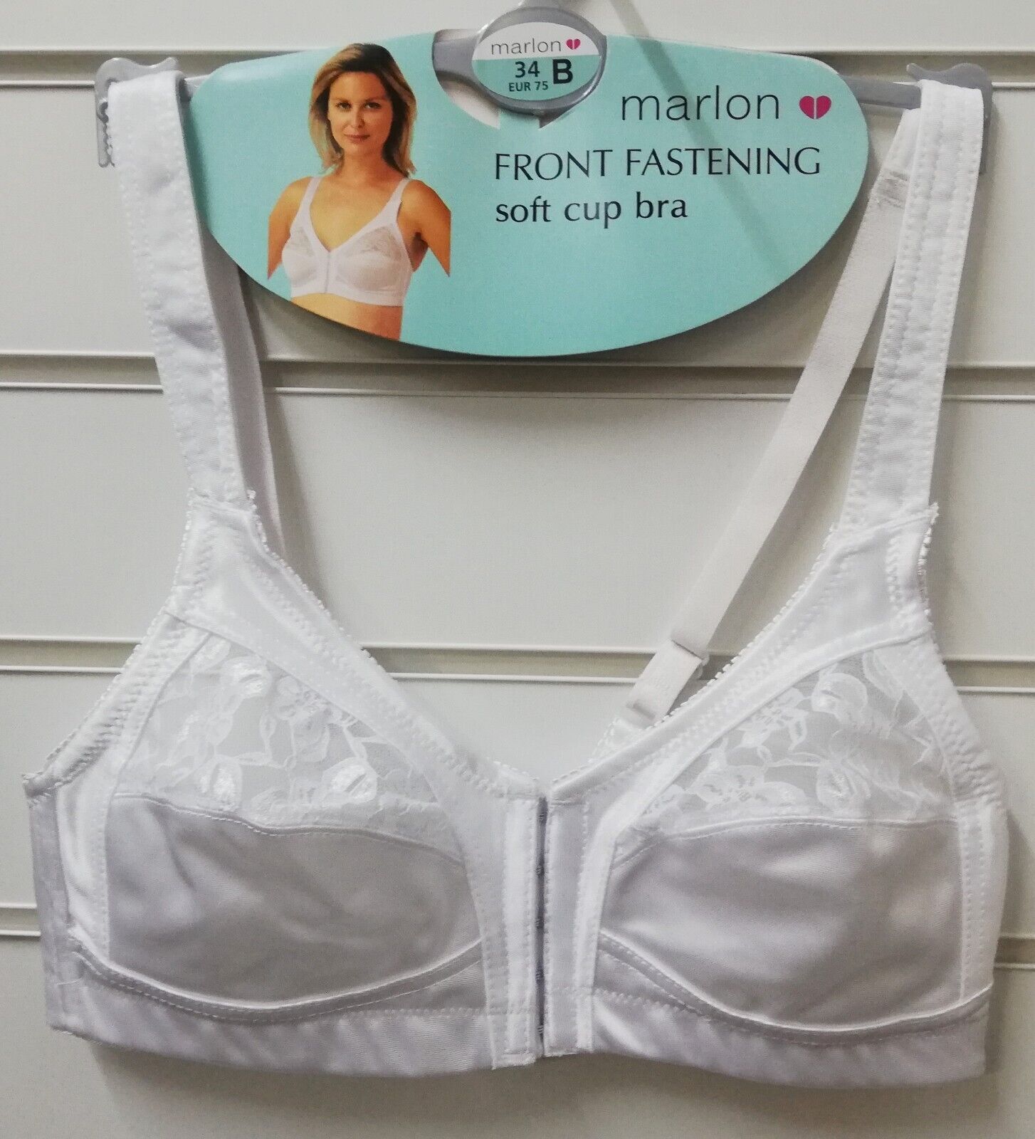 Ladies Marlon White Non Padded Front Fastening Bra UK Sizes 34-48 B-E ...