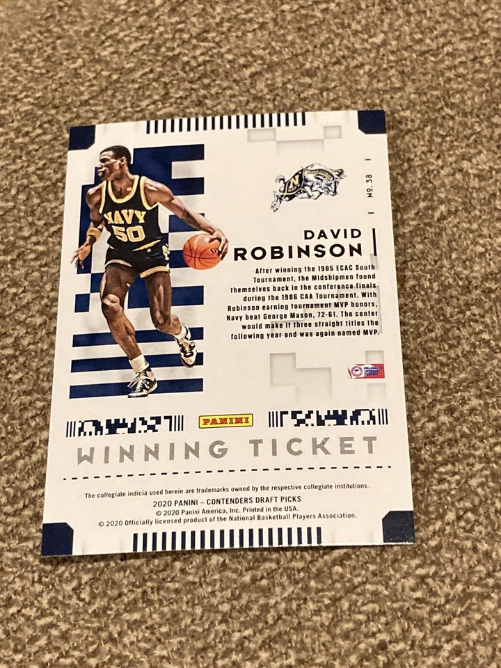 2020-21 Panini Contenders Draft Picks Winning Ticket #38 David Robinson ...