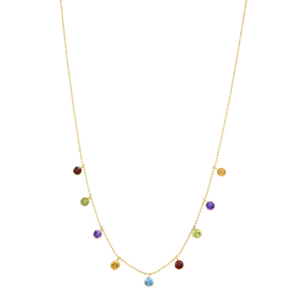 Rachel Koen Gemstone Chain Necklace 14K Yellow Gold 18 inches | eBay