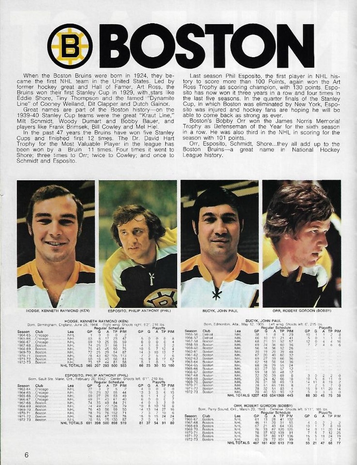 1973 NHL Hockey OFFICIAL Player And Team Annual Yearbook,MVP Bobby ...