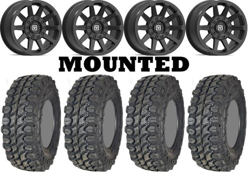 Kit 4 Gladiator X Comp ATR Tires 35x10-15 on Valor V02 Matte Black ...