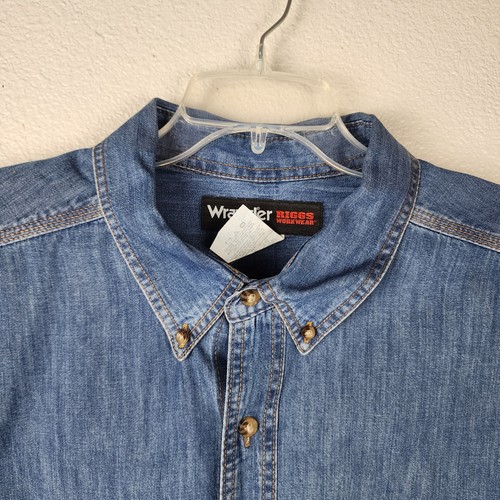 Wrangler Riggs Workwear Shirt Mens 2X Blue Logger Twill Long Sleeve ...