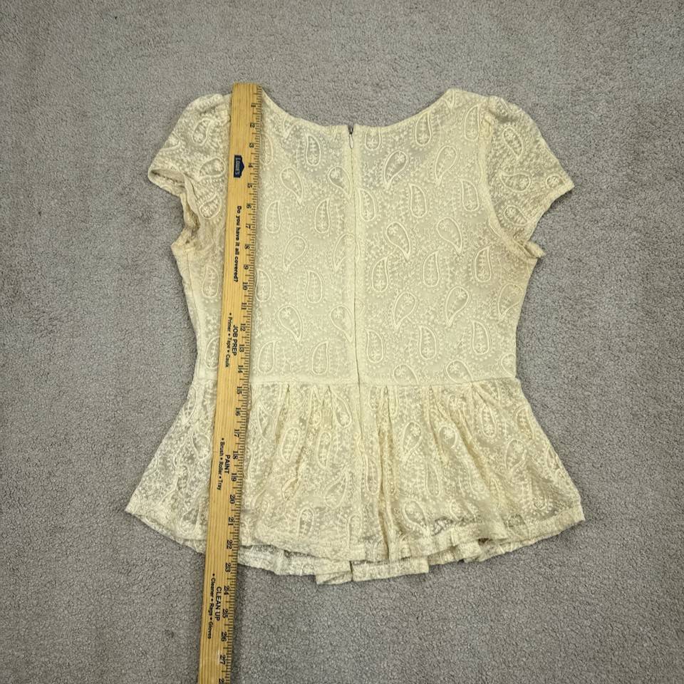 Forever 21 Womens Medium Cream Lace Peplum Top | eBay