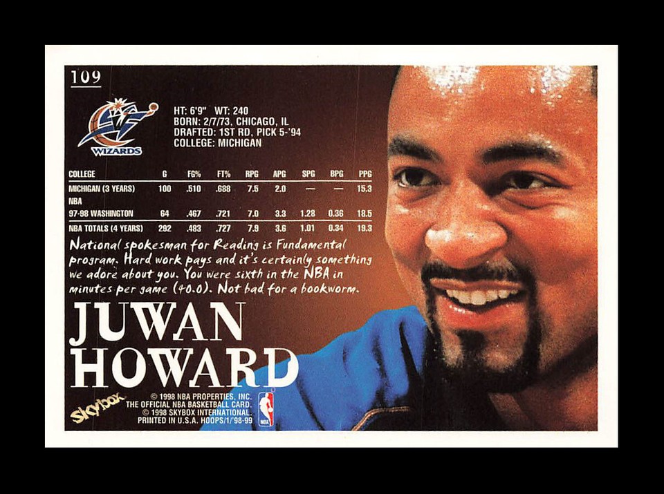 Juwan Howard #109 1998-99 Hoops Washington Wizards | eBay