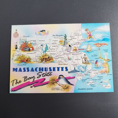 Map of Massachusetts. The Bay State. Postcard . | eBay