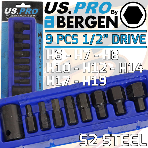 US PRO IMPACT HEX BIT Sockets Set 1/2" Drive Impact 6 Sided Sockets H6 ...