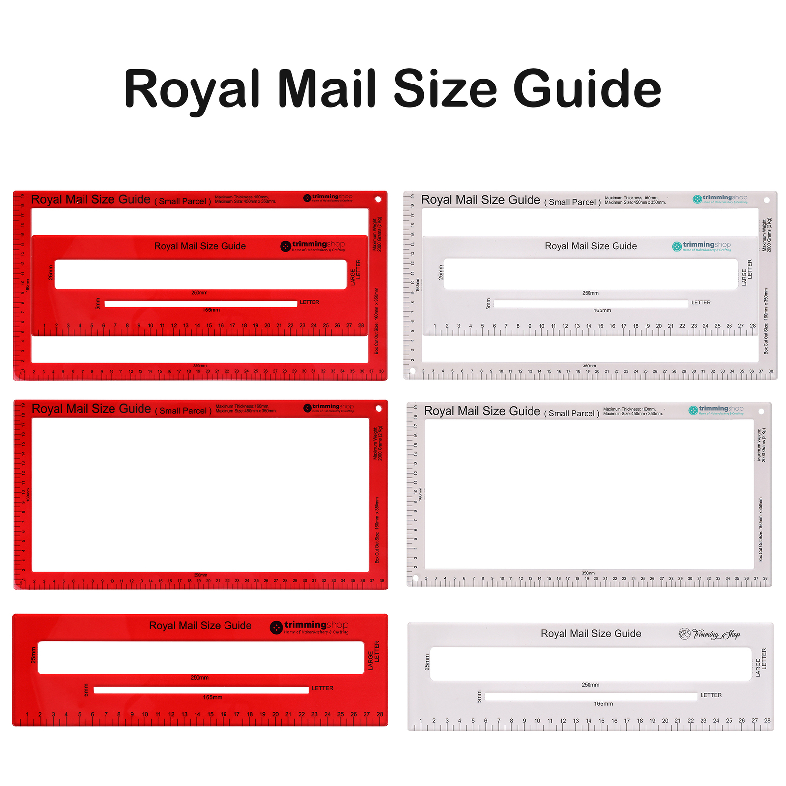 Royal Mail Size Guide Red / White Postage Ruler PIP PPI Template Letter ...