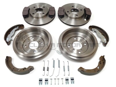 FORD FIESTA MK7 FRONT 2 BRAKE DISCS AND PADS REAR 2 DRUMS & SHOES ...