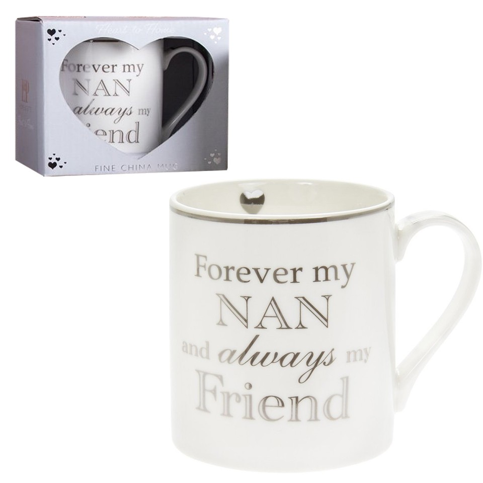 White Fine China Mug Cup with Silver Wording Gift Boxed - Forever My ...