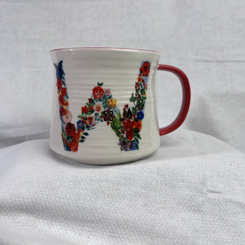 Anthropologie Nathalie Lete Coffee Mug Floral Monogram Initial W Tea ...
